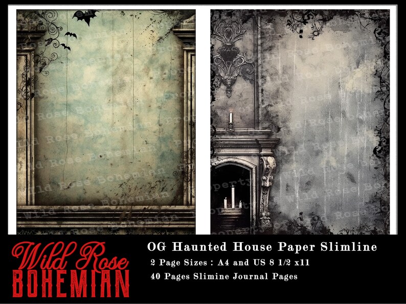 Haunted House Printable Paper, Halloween Haunted House Junk Journal Kit ...