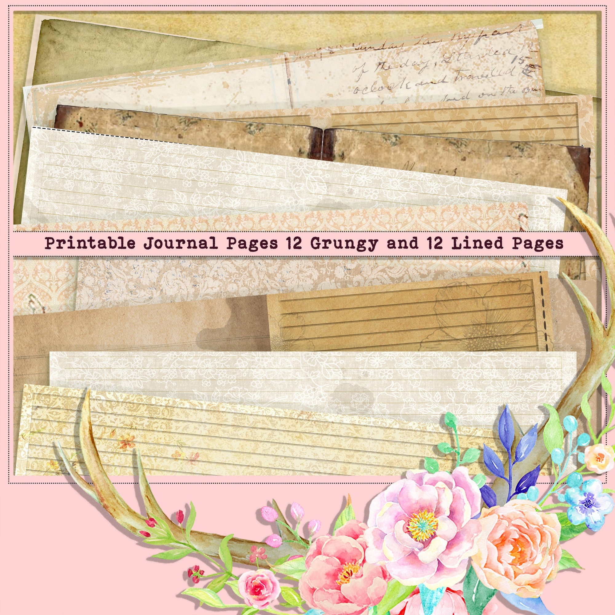Lined & Blank Journal Pages Junk Journal Kit Neutral - Etsy