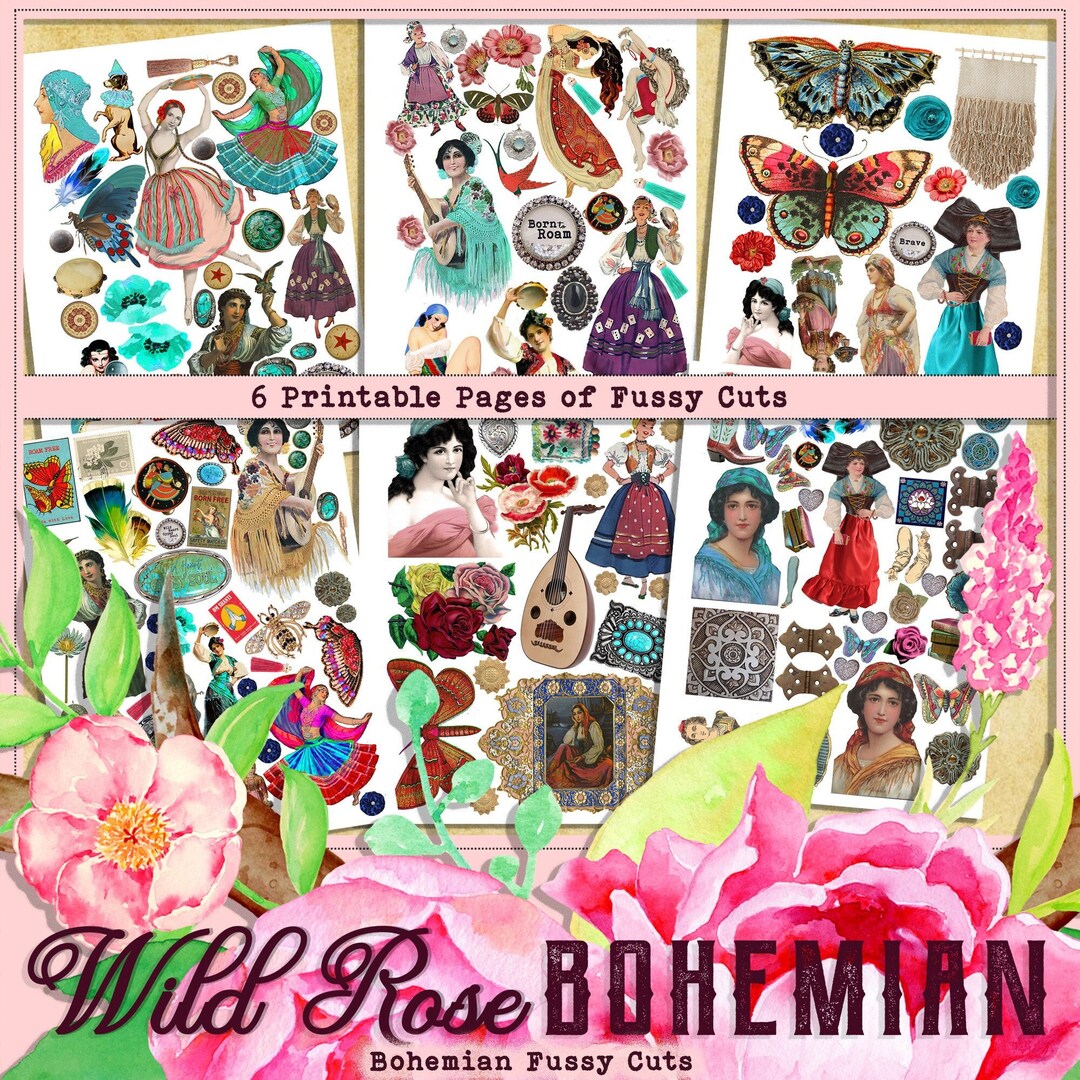 Gypsy Clipart, Bohemian Graphics or Stickers for Junk Journaling or ...