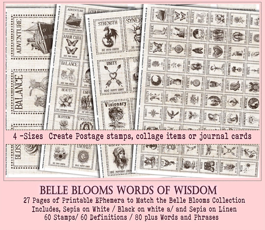 Dictionary Word Stamps: Junk Journal Ephemera (printable) - Etsy