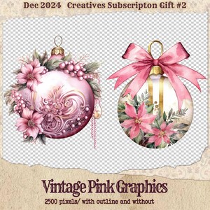 Pink Christmas Clipart: Vintage Victorian PNG Vintage Christmas Fussy ...