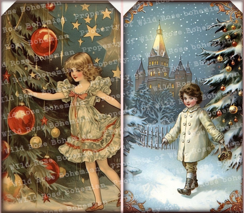 17 Vintage Christmas Gift Tags Victorian Christmas Hang Tag - Etsy