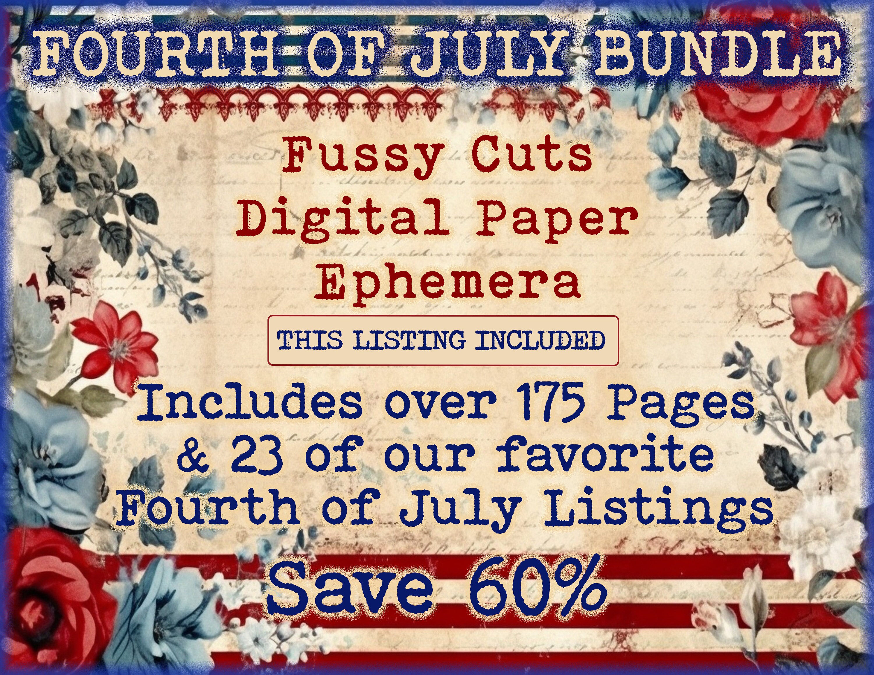 Patriotic Vintage Style Paper Fourth of July Paper Vintage - Etsy