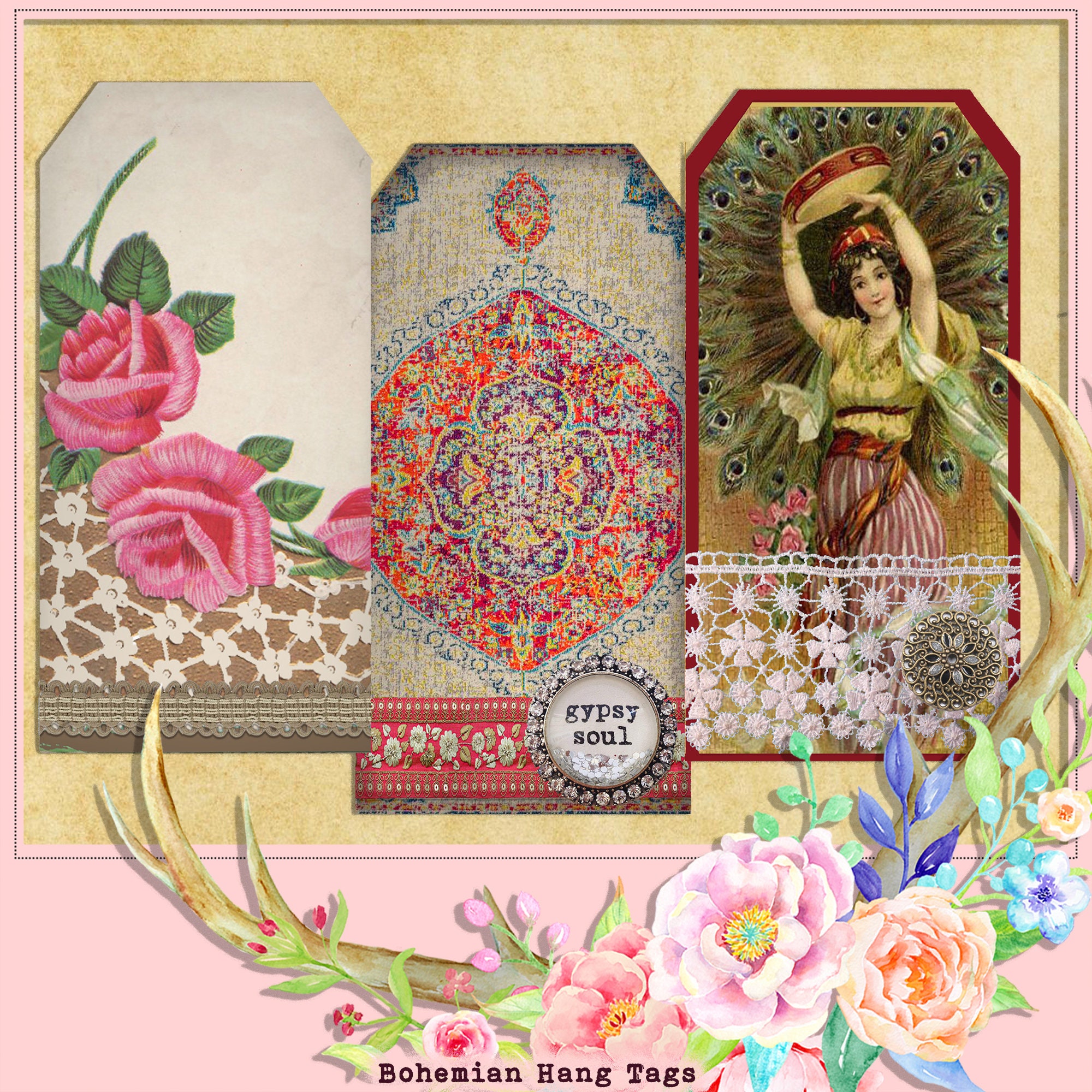 Junk Journal Ephemera Kit Vintage Bohemian, Gypsy, Romany Ephemera ...