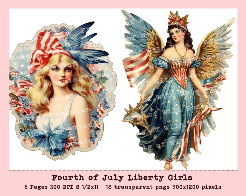 Patriotic Girls Png, Liberty Beauties Png, Fourth of July Independence ...