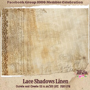 Linen Lace Printable Paper, Cottage Core Grunge Lace Linen Pages ...