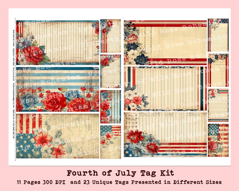 Fourth of July Hang Tags, Indepenced Day Printable Tags, Patriotic ...