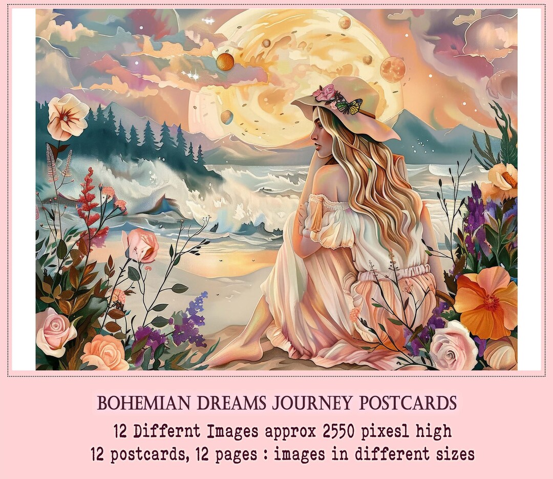 Bohemian Travel Postcards Boho Ephemera Boho Postcards Digital Paper ...