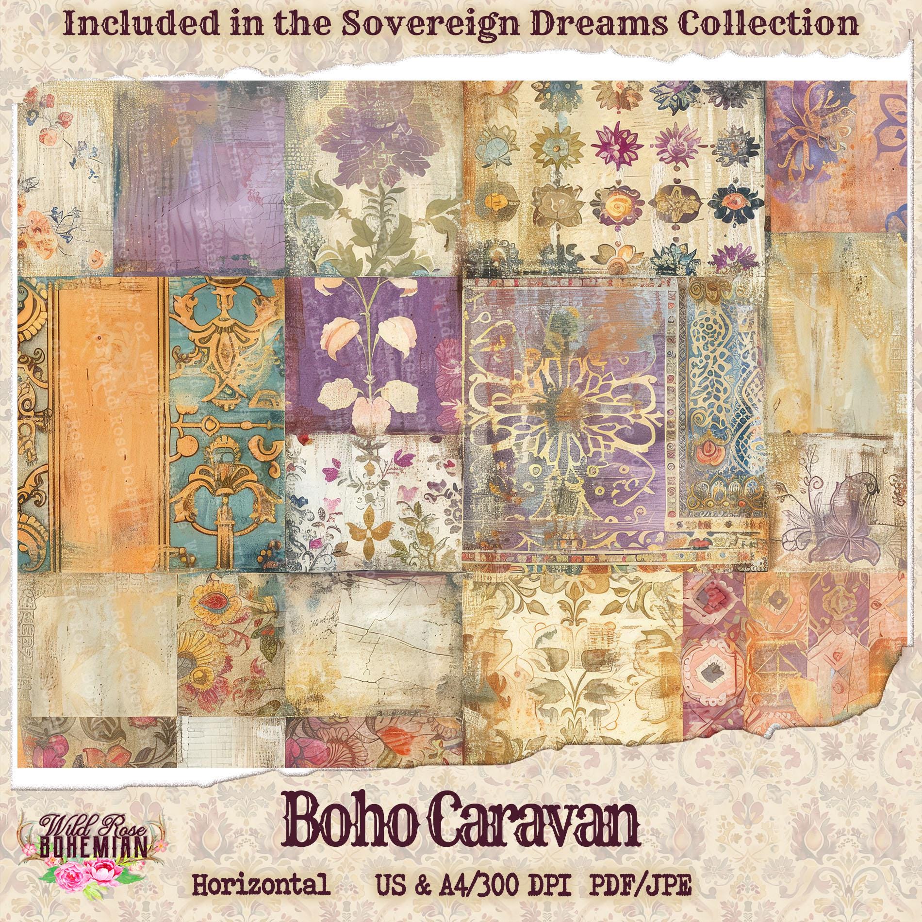 Boho Caravan Art Paper, Bohemian Art Fodder for Artists and Journal ...