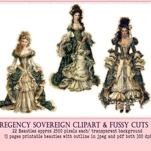 Regency Ladies PNG, Rococo Paperdoll Mega Bundle, Antique French Fussy ...