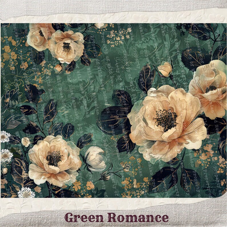 Floral Baroque Scrapbook Paper, Vintage Floral Wallpaper Sage Green ...