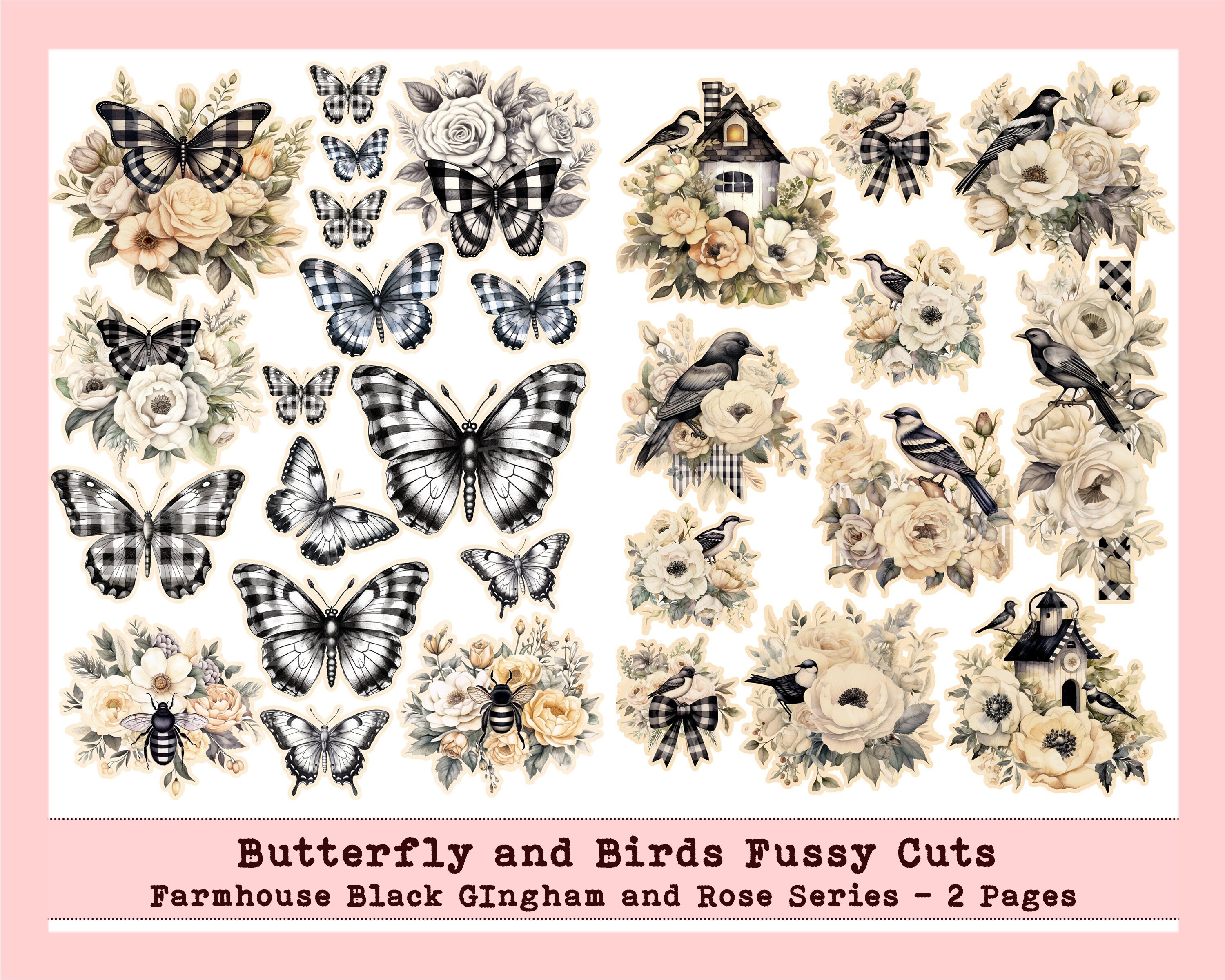 Bird and Butterfly Clipart Bird and Birdhouse Graphics Bird - Etsy