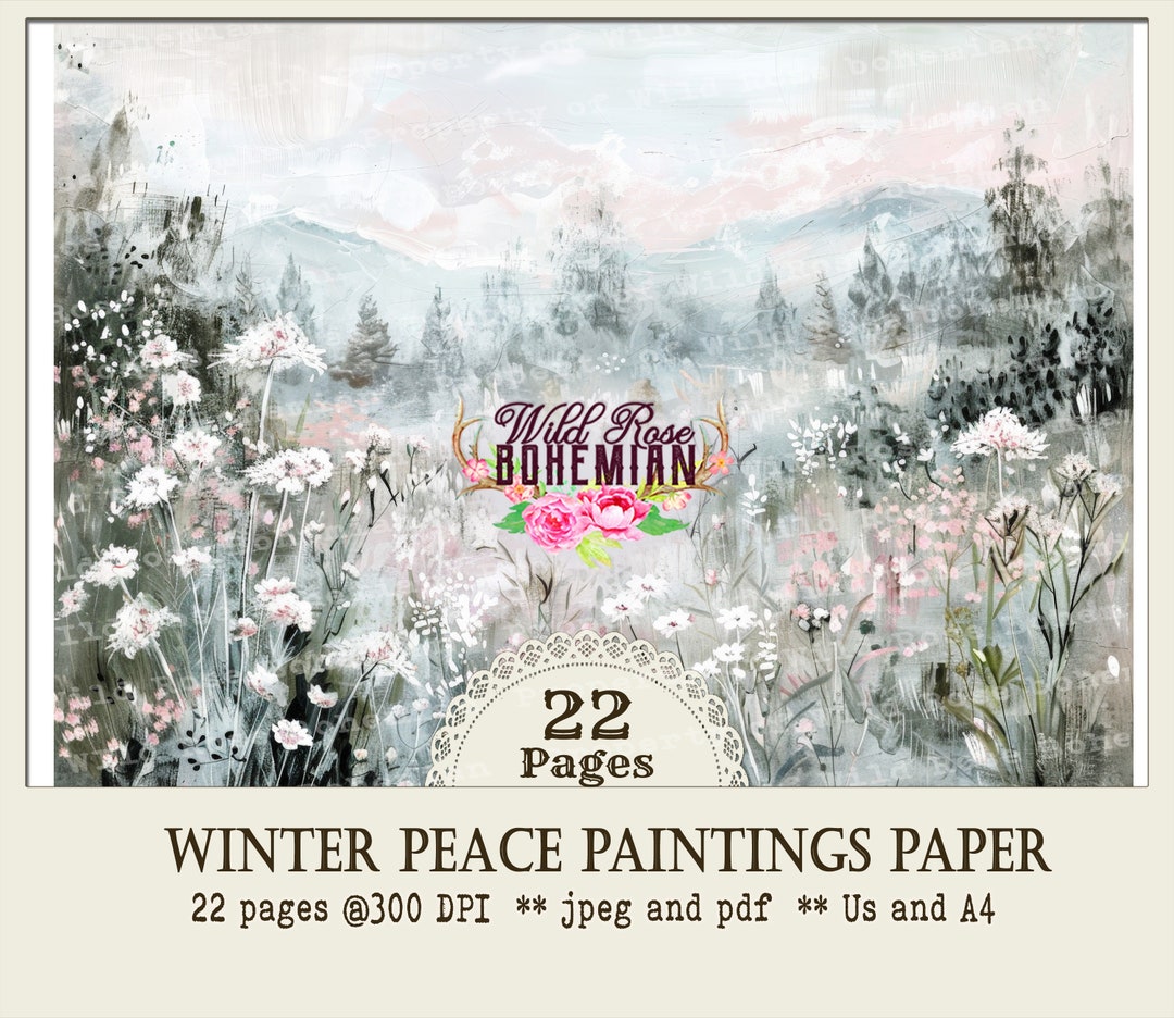 Winter Forest Artic Wonderland Digital Art Pages, Winter Mountain Scene ...