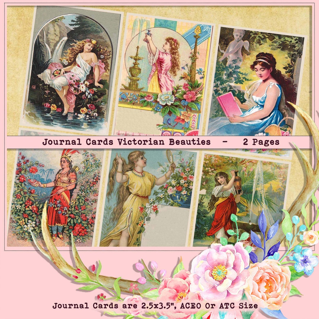 Vintage Perfume Cards With Victorian Women, Antique Ephemera for Junk ...