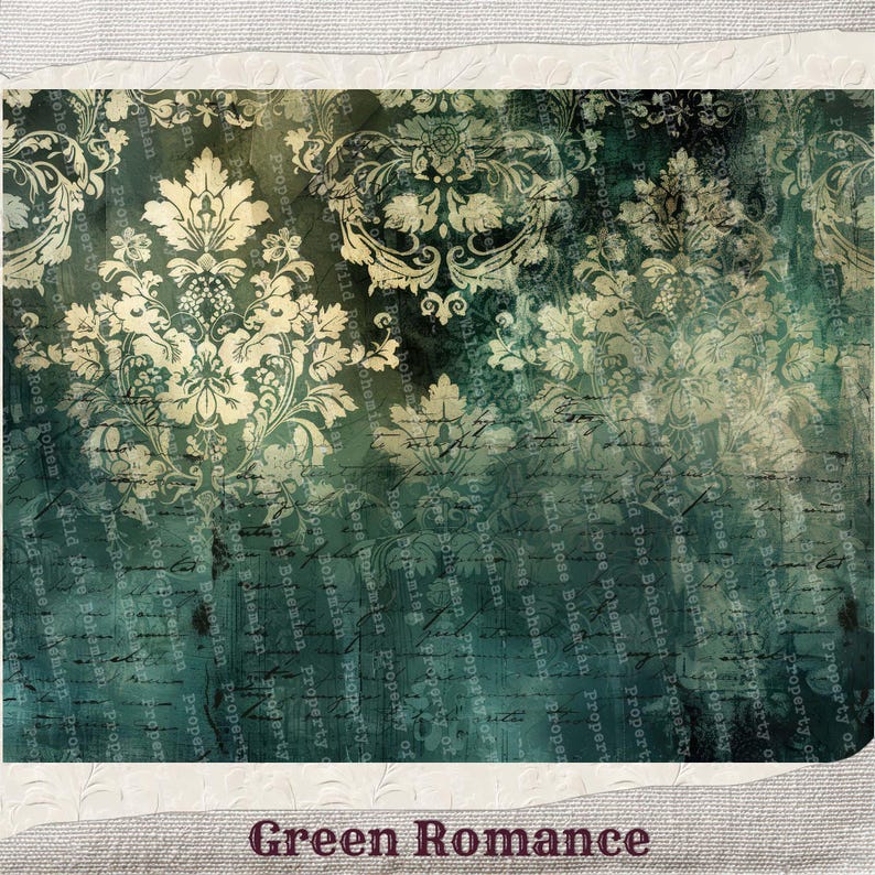 Floral Baroque Scrapbook Paper, Vintage Floral Wallpaper Sage Green ...