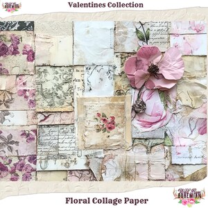 Distressed Collage Vintage Wallpaper Paper & Antique Floral Pastel ...