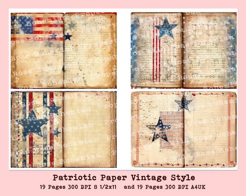 Patriotic Vintage Style Paper Fourth of July Paper Vintage - Etsy