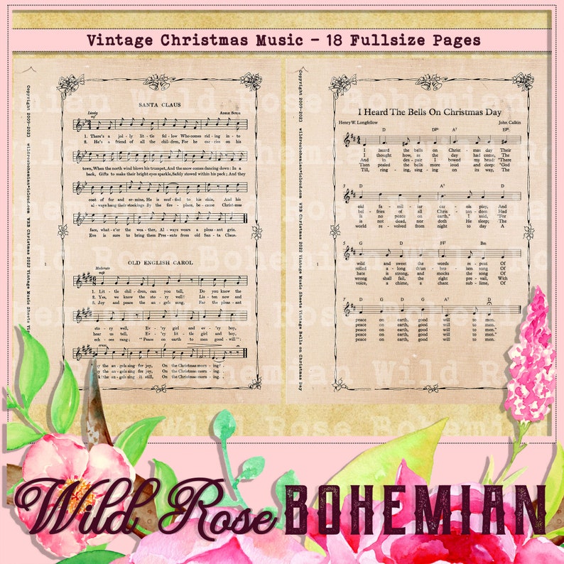 Christmas Sheet Music, Digital Printable Christmas Music Sheets ...
