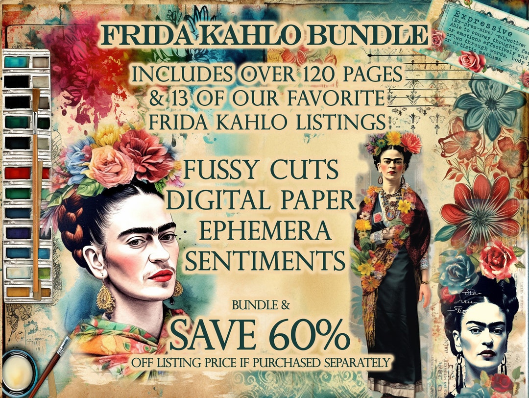 Frida Kahlo Bundle, Frida Kahlo Fussy Cuts, Frida Kahlo Paper, Huge ...