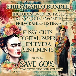 Frida Kahlo Bundle, Frida Kahlo Fussy Cuts, Frida Kahlo Paper, Huge ...
