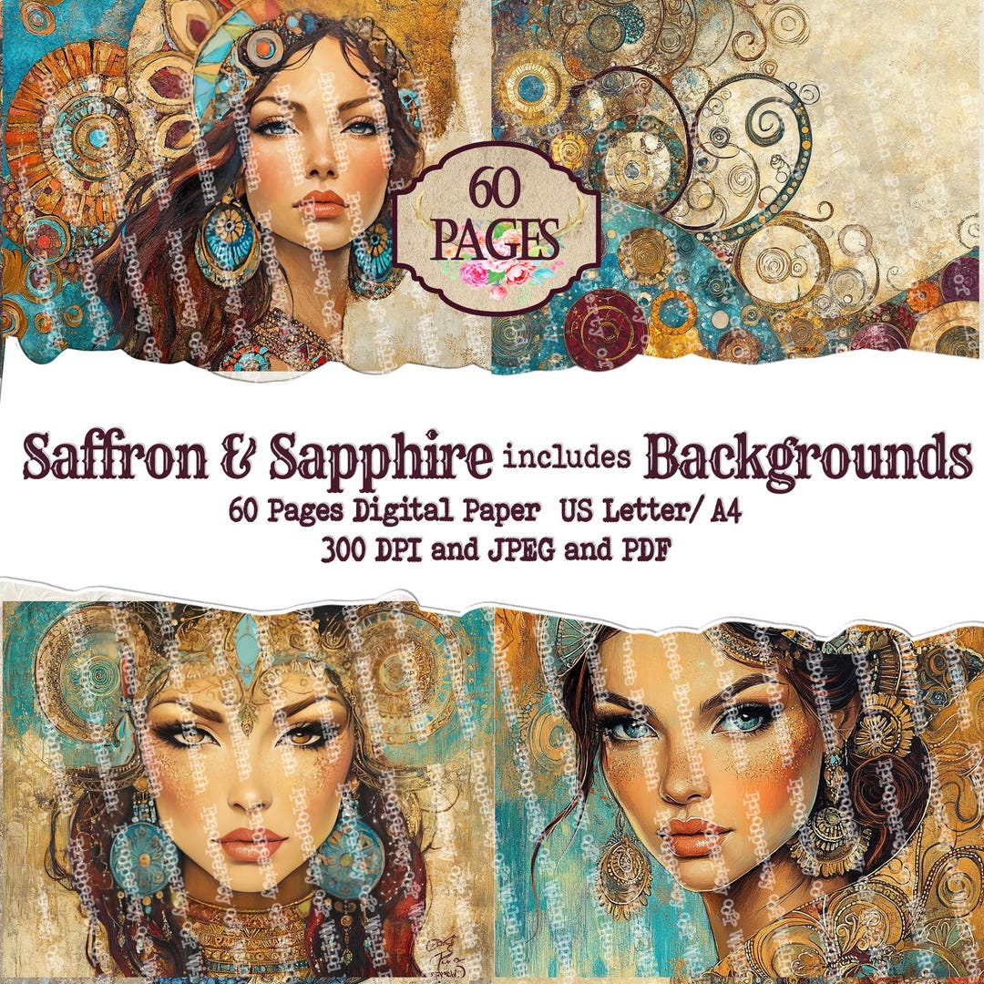 Mixed Media Beauties Paper Pack | Tribal Elegance Digital Backgrounds ...