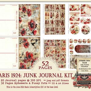 Paris 1920s Junk Journal Kit: Red Poppies, Flapper Theme (printable) - Etsy