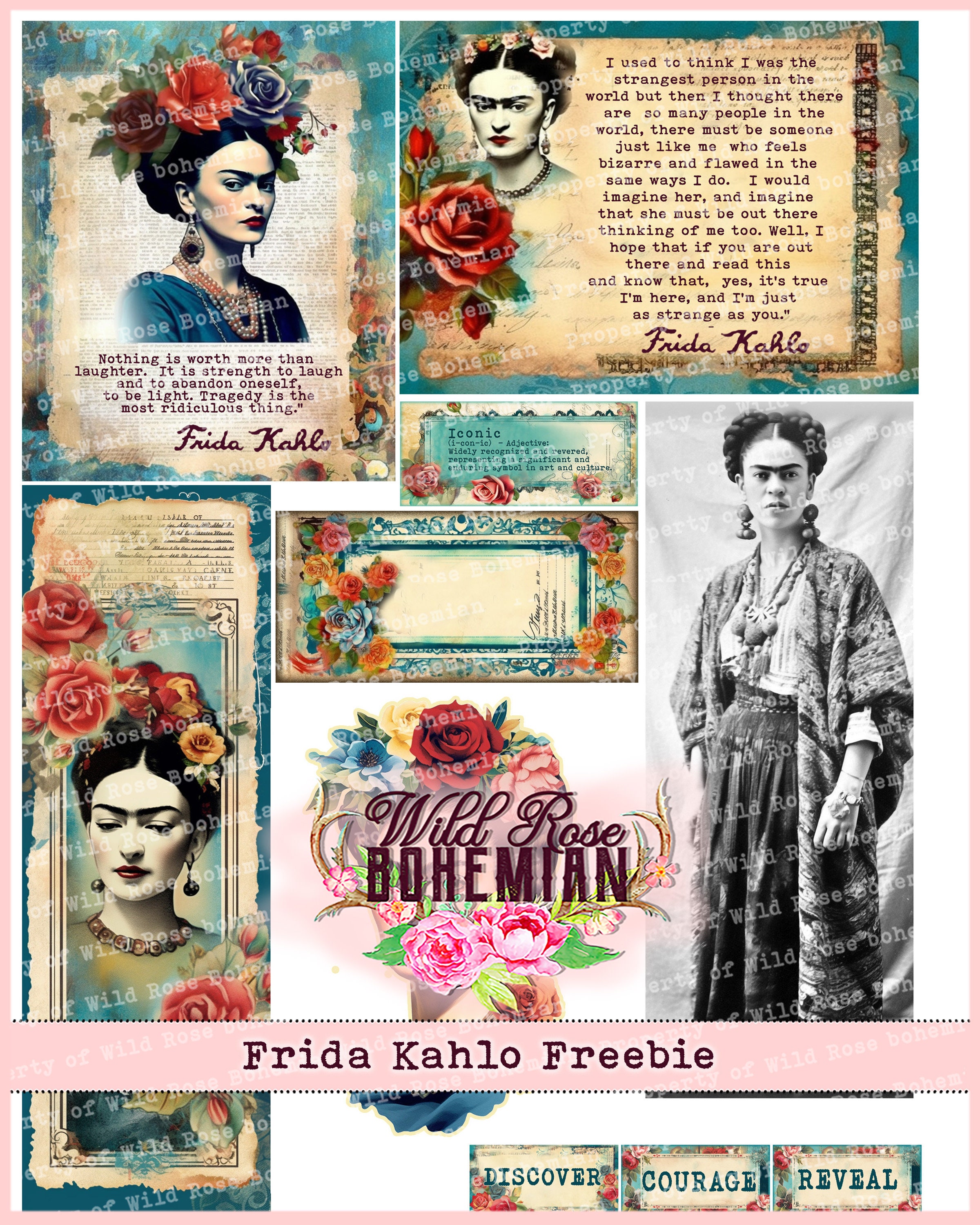 Frida Kahlo Bundle, Frida Kahlo Fussy Cuts, Frida Kahlo Paper, Huge ...
