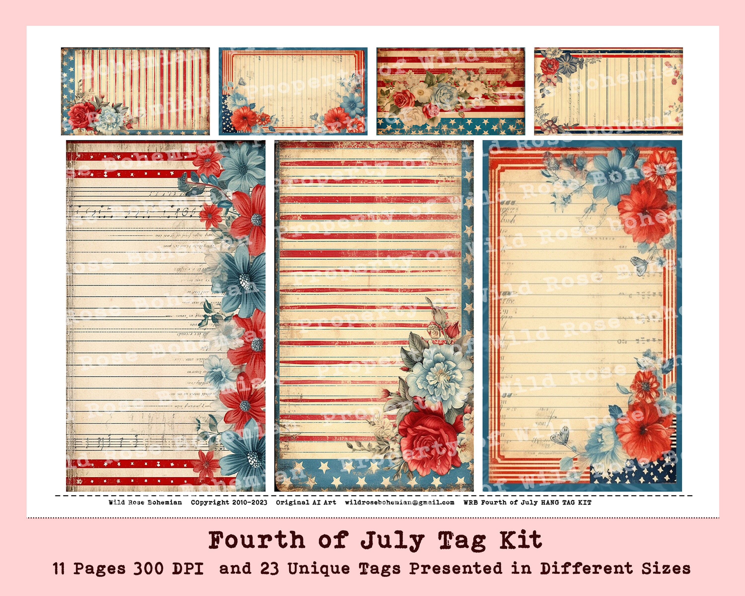 Fourth of July Hang Tags, Indepenced Day Printable Tags, Patriotic ...