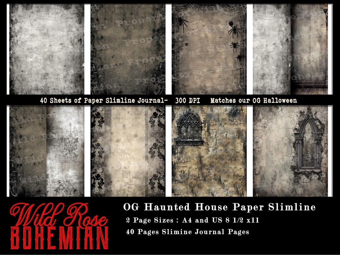 Haunted House Printable Paper, Halloween Haunted House Junk Journal Kit ...