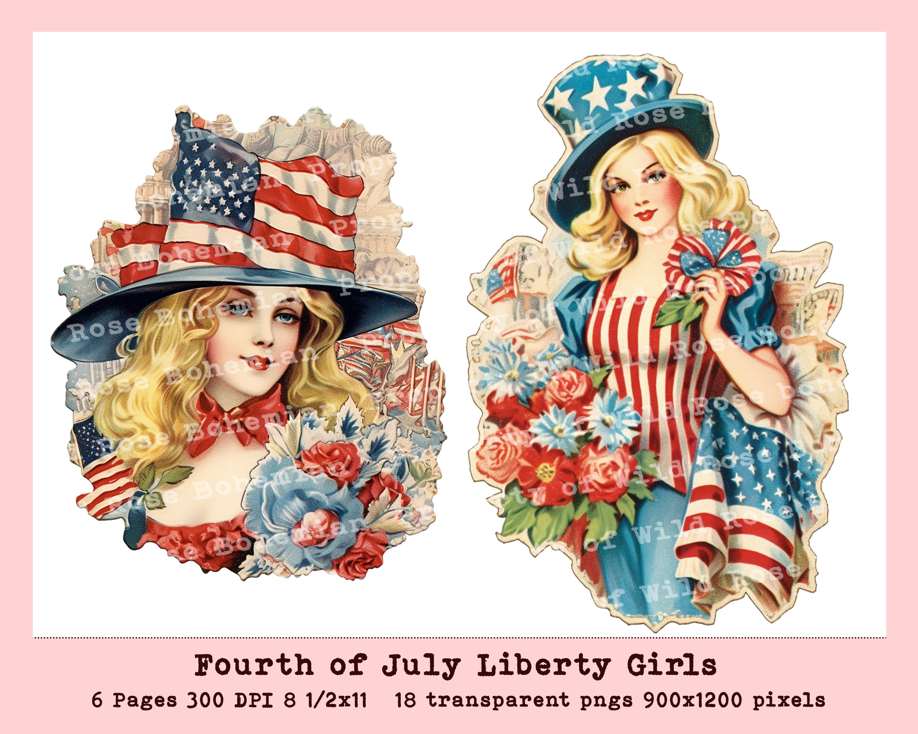 Patriotic Girls Png, Liberty Beauties Png, Fourth of July Independence ...