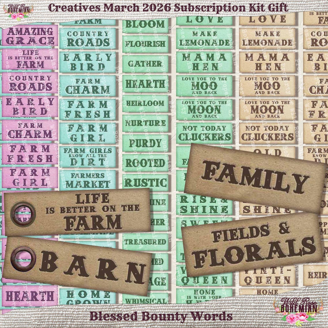 Word Sentiments, Farm Words Sentiment Printable, Cottage Core Junk ...