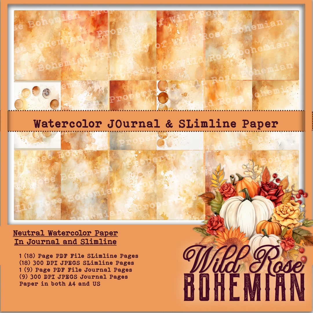Fall Watercolor Background Digital Paper, Fall Watercolor Journal Pages ...