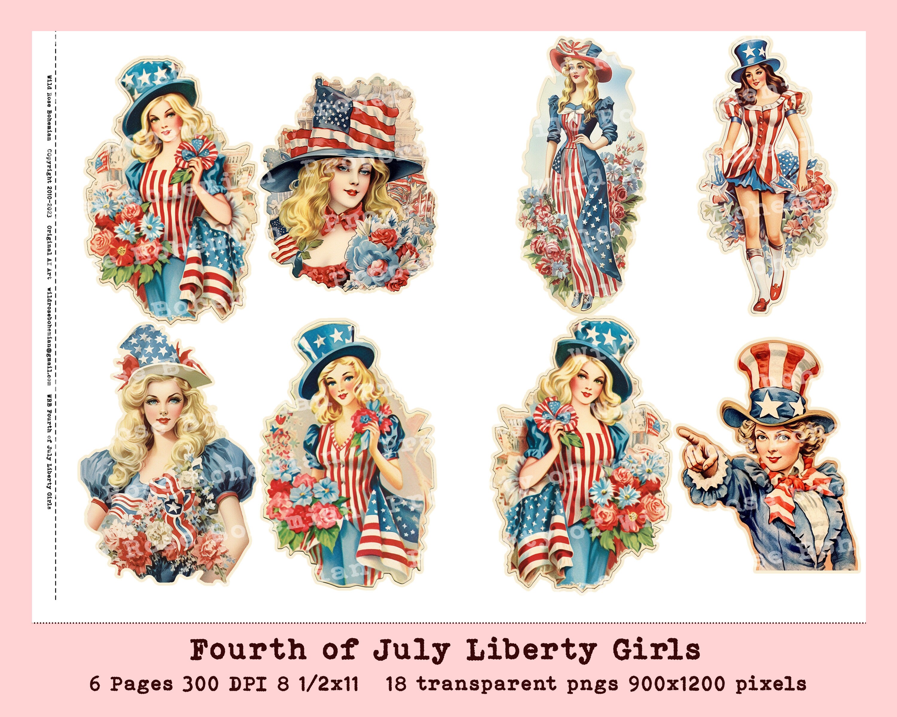 Patriotic Girls Png Liberty Beauties Png Fourth of July - Etsy