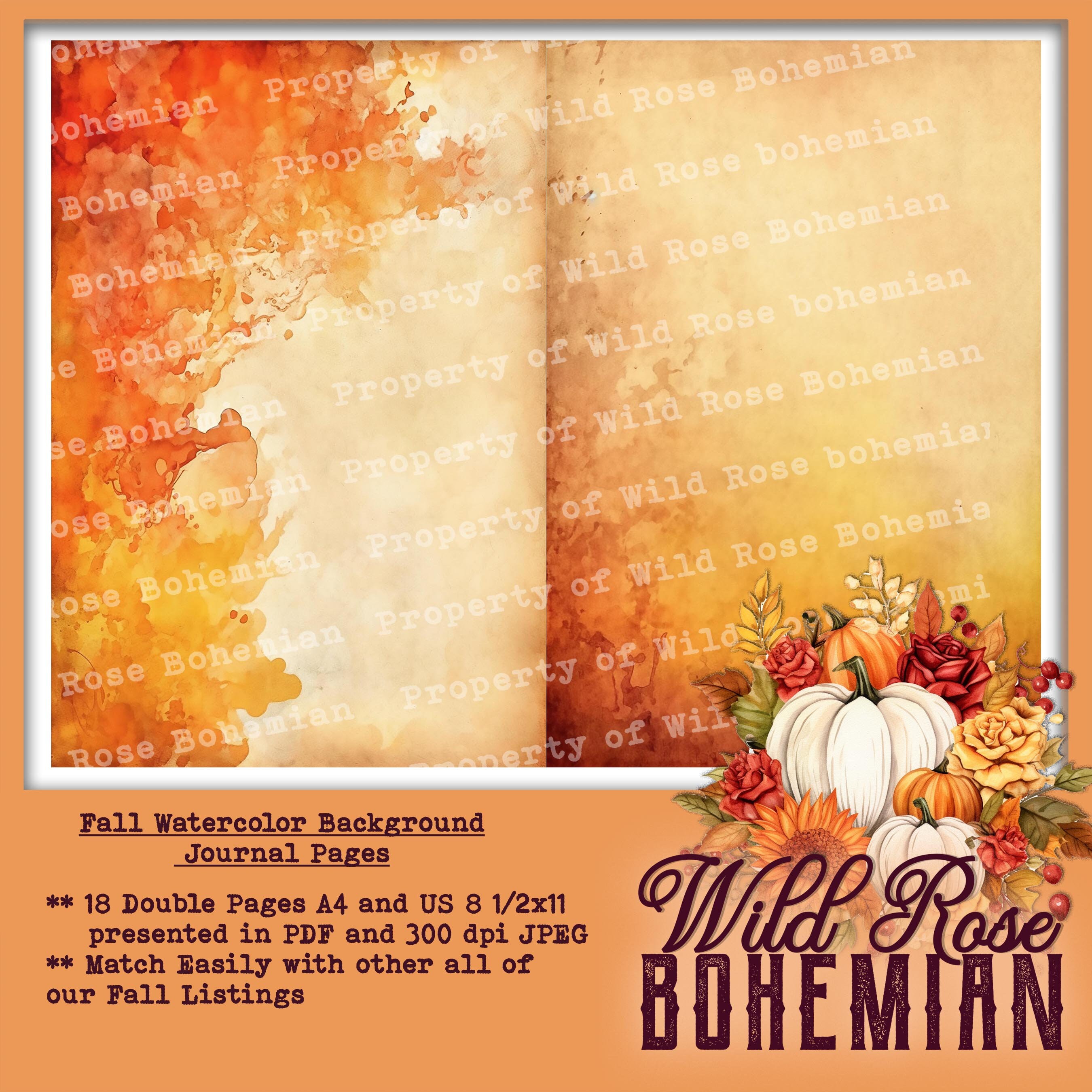 Fall Watercolor Digital Paper Fall Watercolor Journal Pages - Etsy