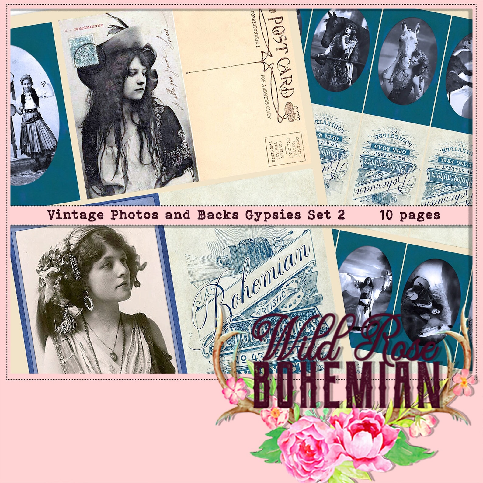 Printable Vintage Bohemian, Gypsy, Images, Illustrations, Portraits ...