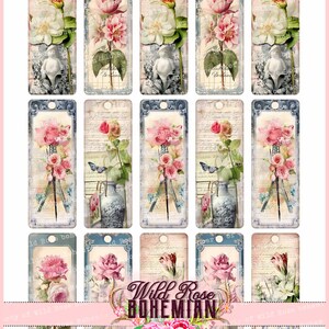Vintage Floral Tags Junk Journal Ephemera Kit, Vintage Floral Tags ...