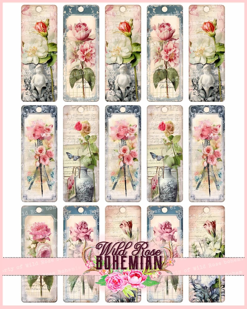 Vintage Floral Tags Junk Journal Ephemera Kit Vintage Floral - Etsy