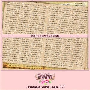 Printable Quote Pages, Journal Pages, Junk Journal, Kit, Printable ...