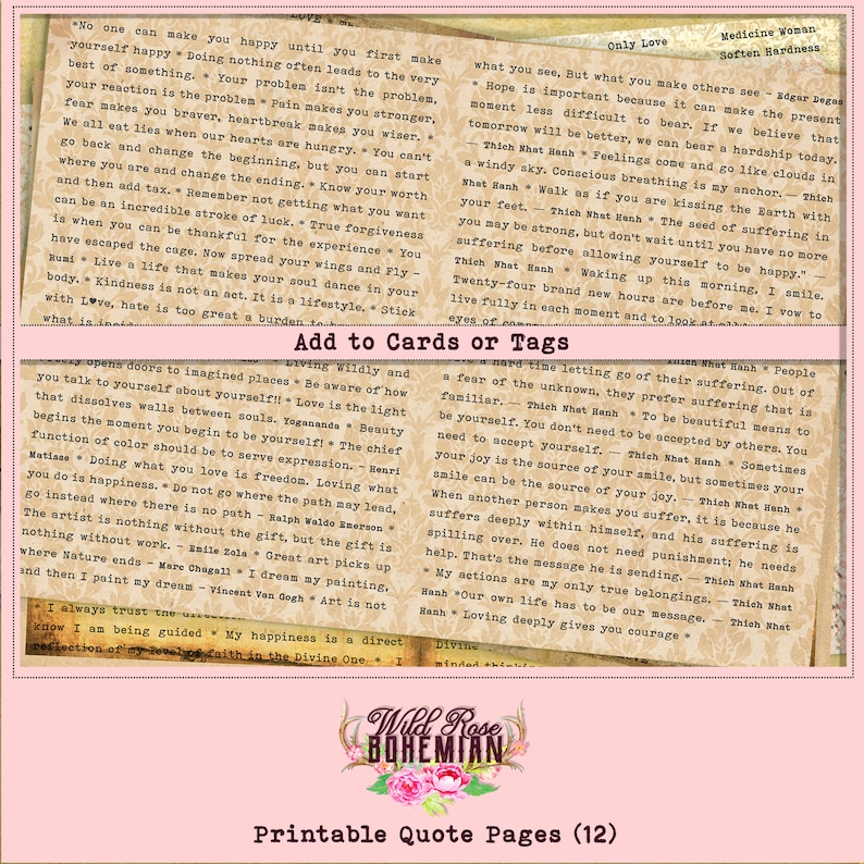 Printable Quote Pages Journal Pages Junk Journal Kit - Etsy