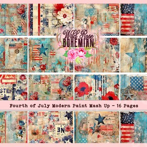 Fourth of July Printable Paper, Fourth of July Junk Journal Printable ...