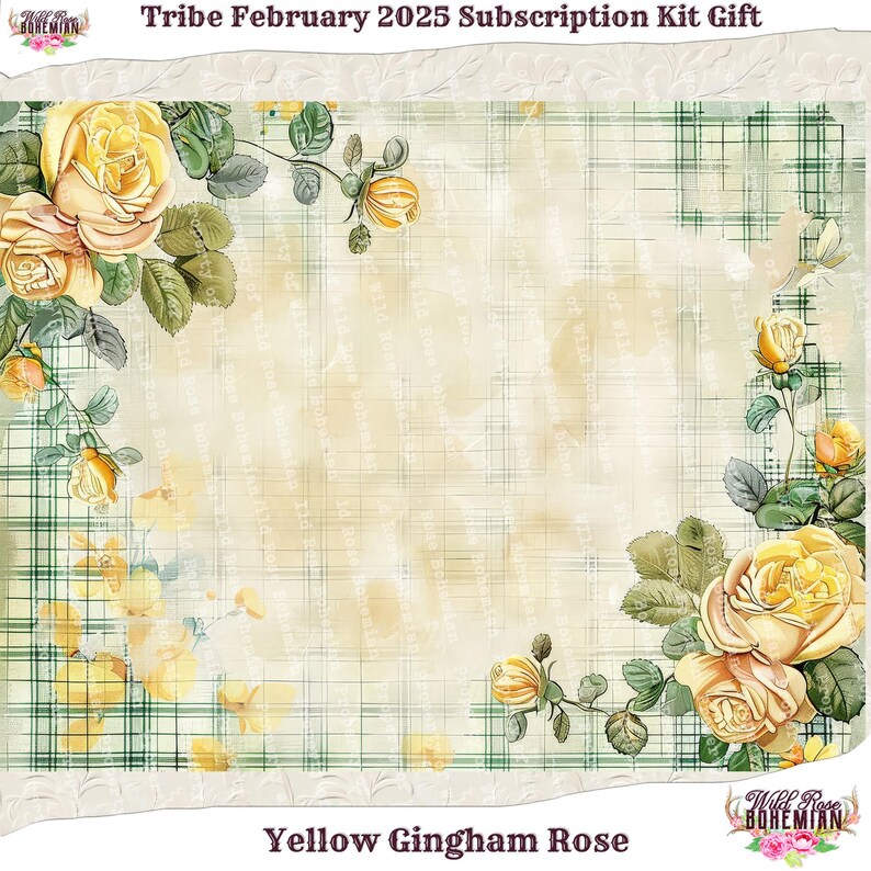 Yellow Rose Gingham Junk Journal Kit: Shabby Chic Yellow Spring Country ...