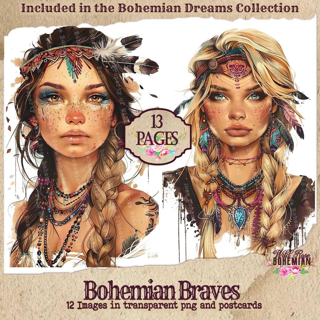Boho Beauties Girls | Junk Journal Kit | Printable Whimsy Bohemian ...