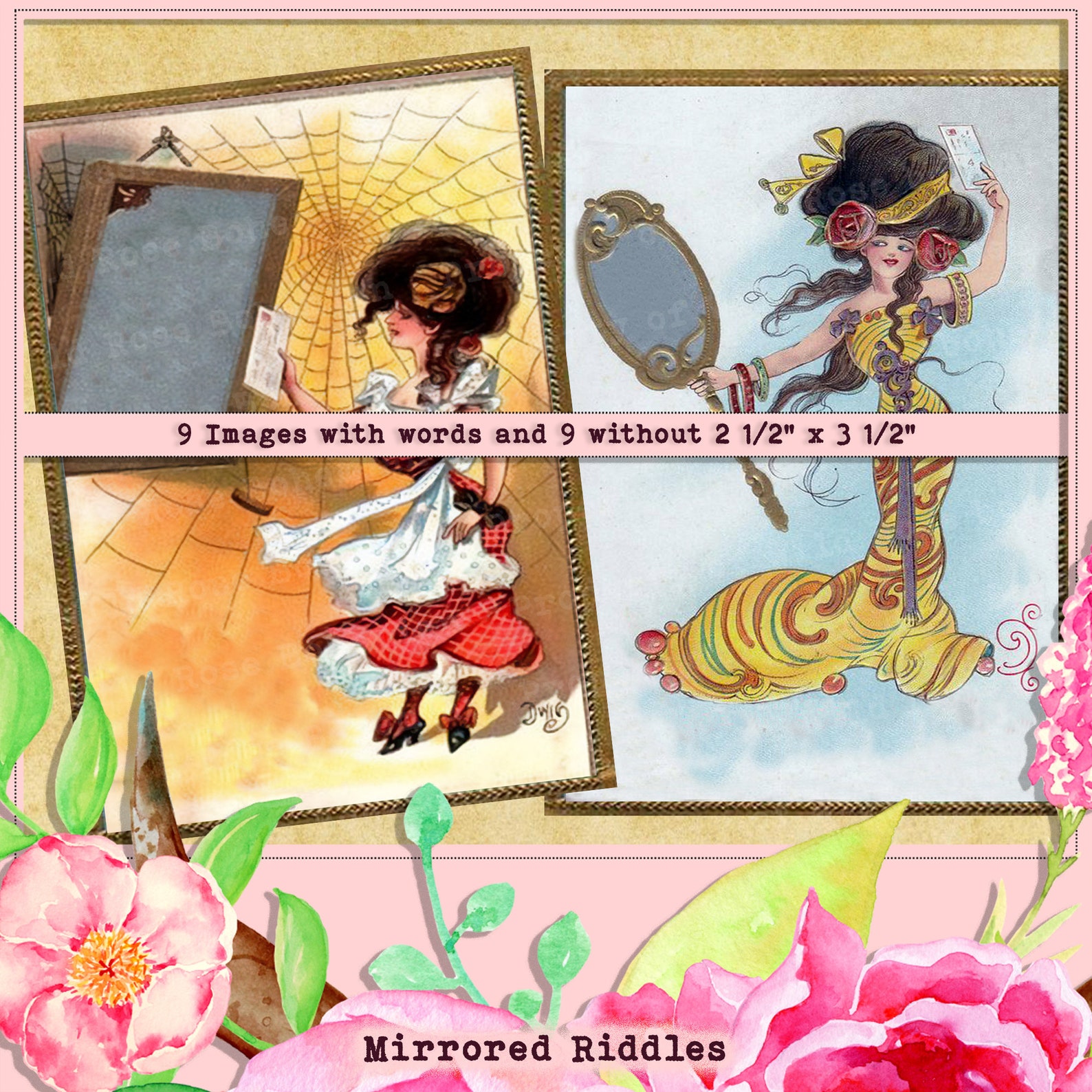 Fortune Teller Mirrored Riddle Printable Ephemera Vintage - Etsy