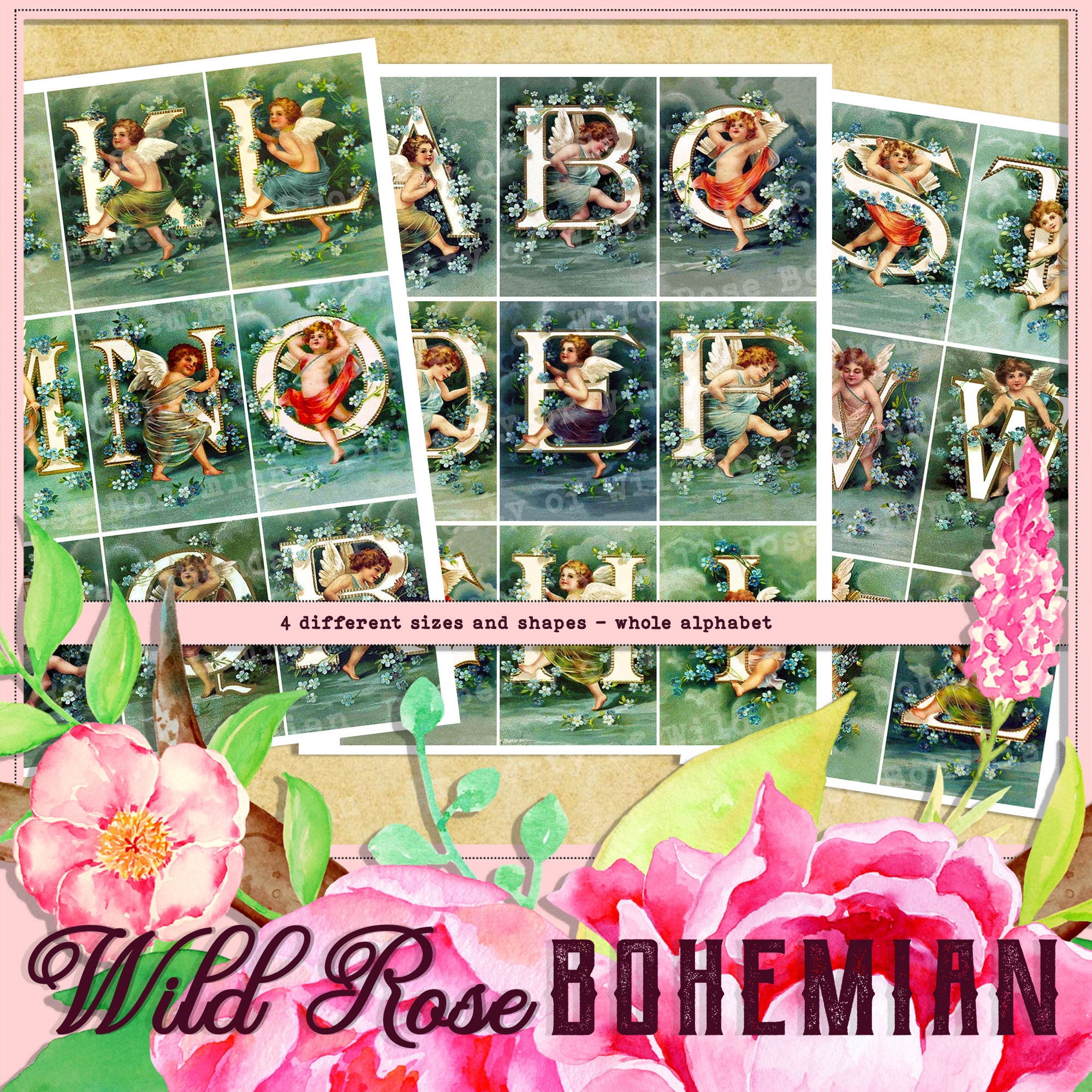 Vintage Angel Letters Monograms Victorian Angel Initials - Etsy