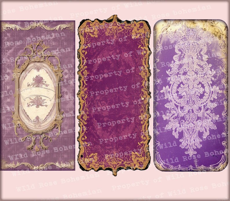 Vintage Violette Tags Junk Journal Ephemera Kit, Vintage Floral Tags ...