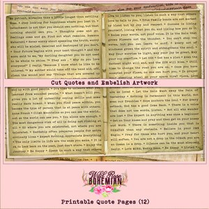 Printable Quote Pages, Journal Pages, Junk Journal, Kit, Printable ...