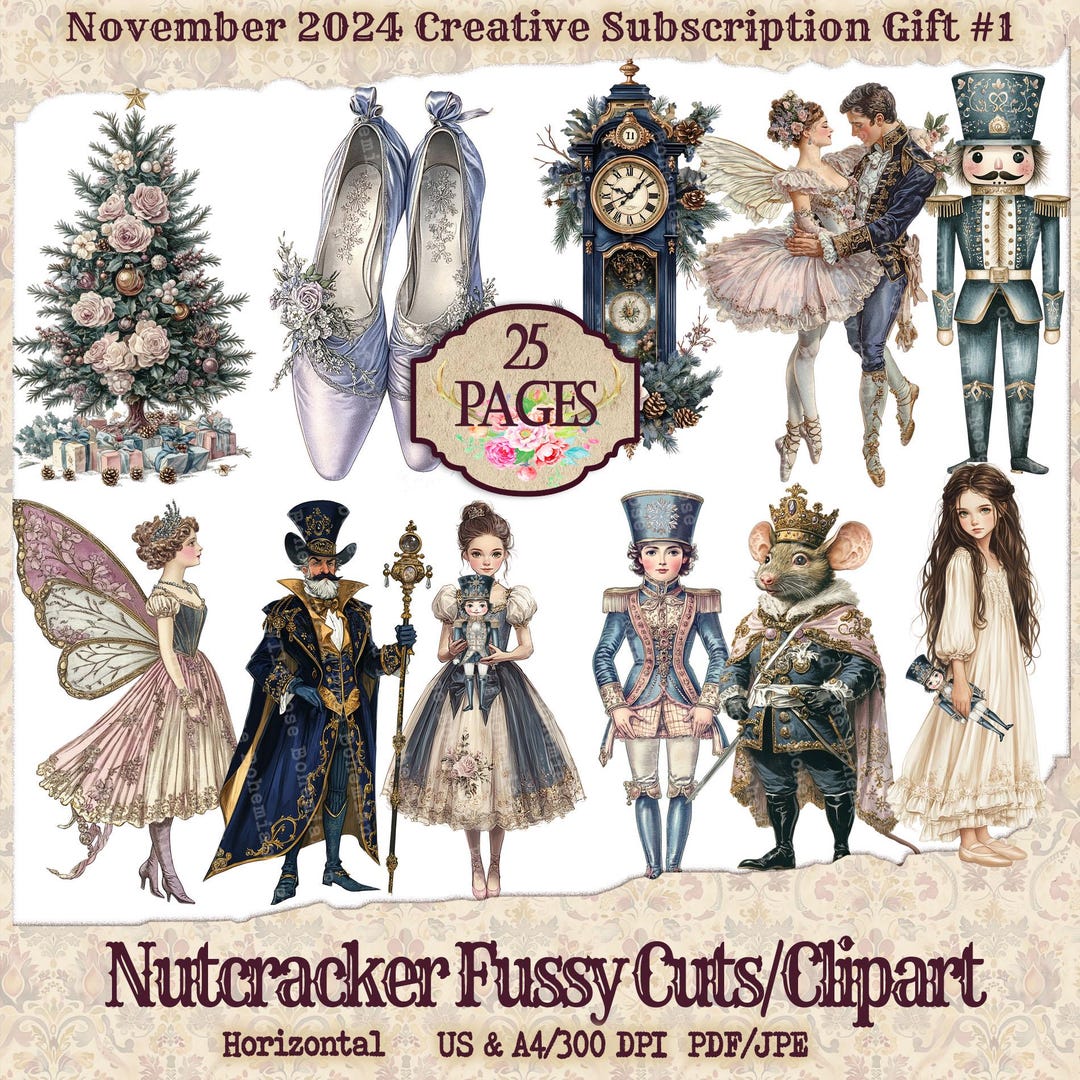 Nutcracker Ballet Clipart: Victorian Fussy Cuts, Junk Journal (PNG ...