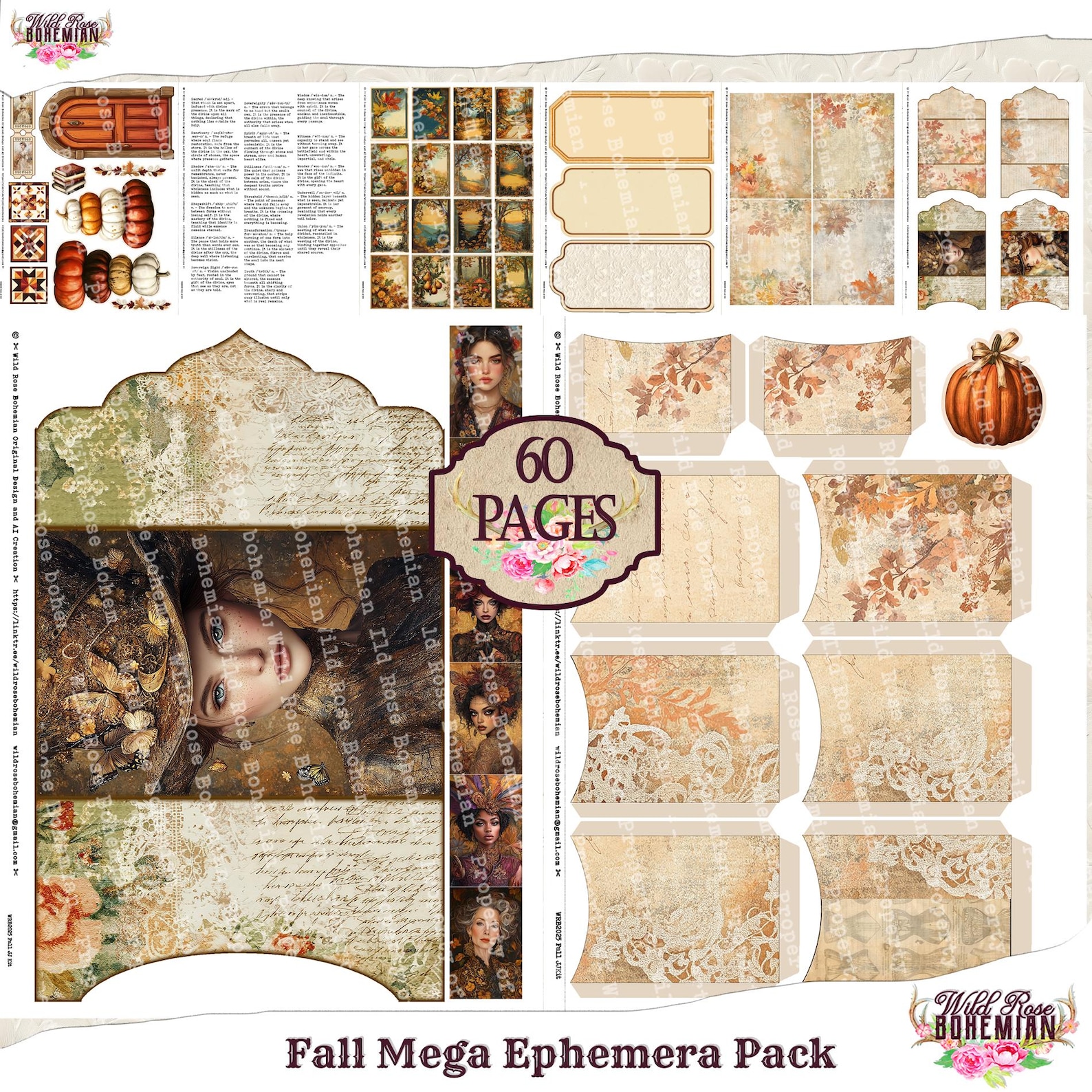 Fall Ephemera Kit: Printable Autumn Junk Journal Pages (digital ...