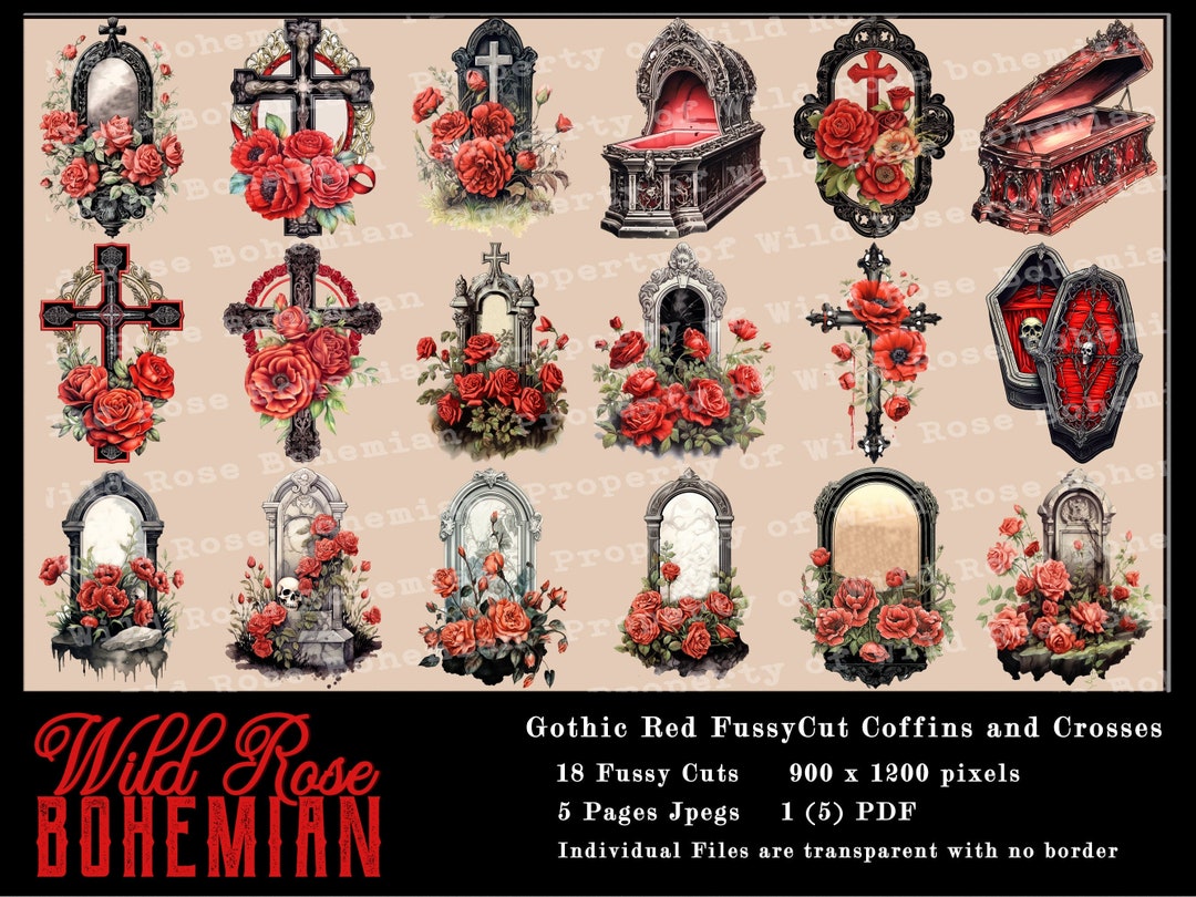 Halloween Coffin and Tombstone Clipart, Skull Graphics, Tombstone ...