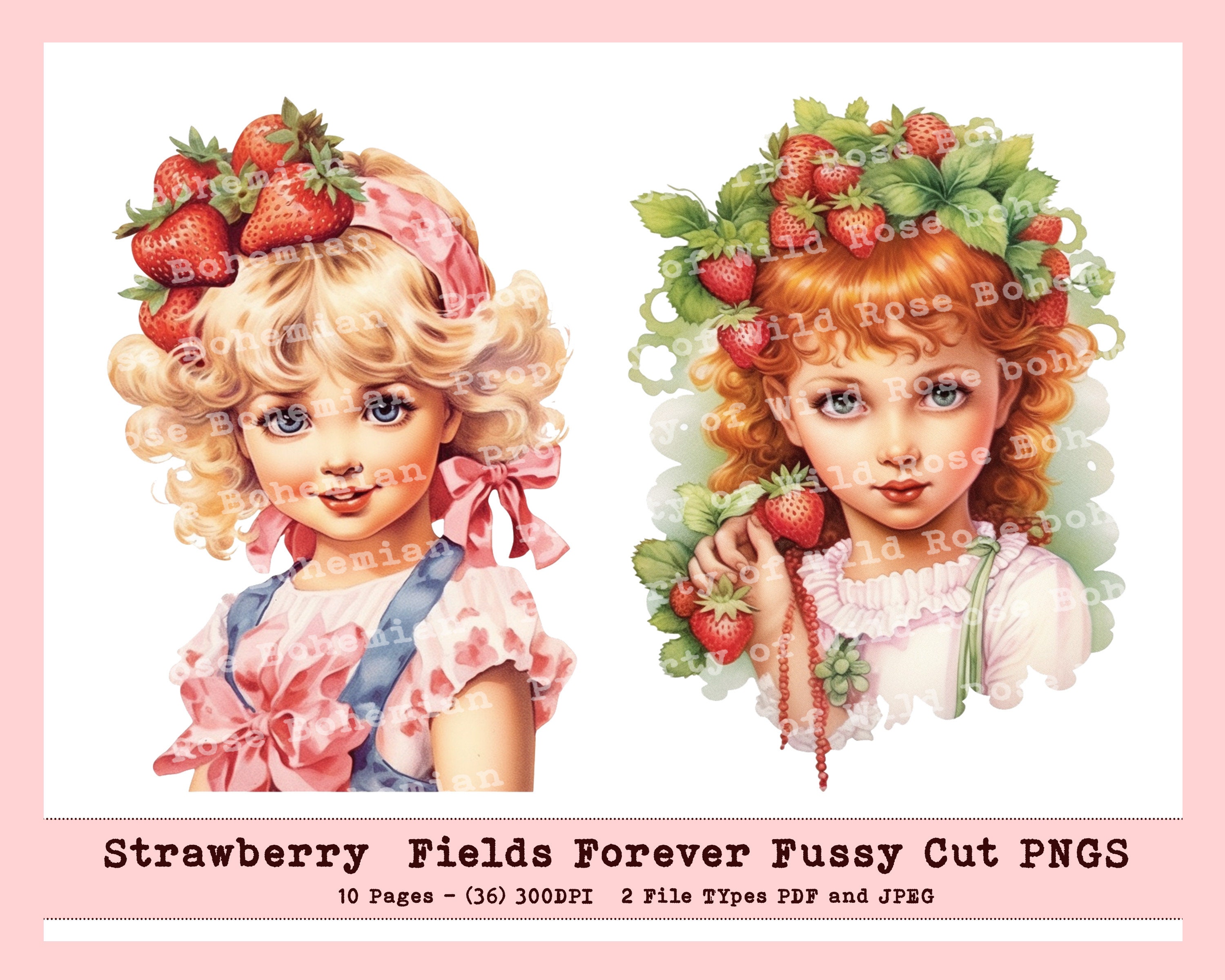 Strawberry PNG Strawberry Junk Journal Strawberry Fussy Cuts - Etsy